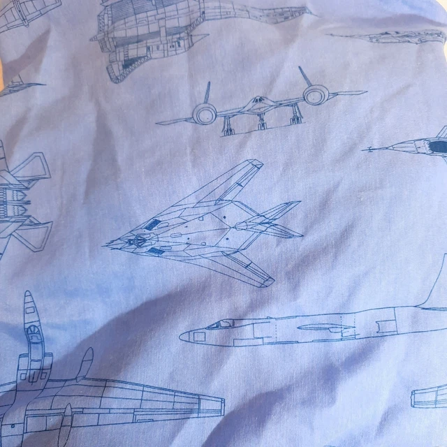 VINTAGE DAN RIVER Lockheed Martin airplane jet twin fitted sheet kids ...
