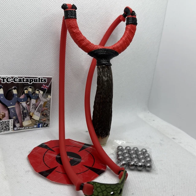TC SET DEER Antler Romany Gypsy Catapult Sling slingshot milbro steel ...