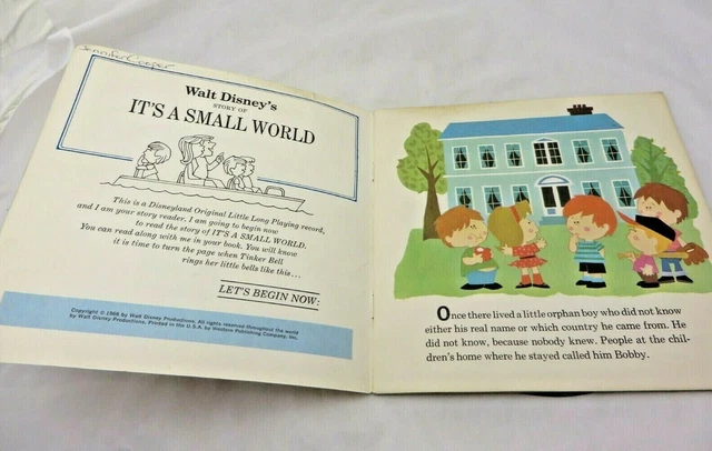 WALT DISNEY IT'S a Small World Book & Record 1968 LLP 323 read along ...