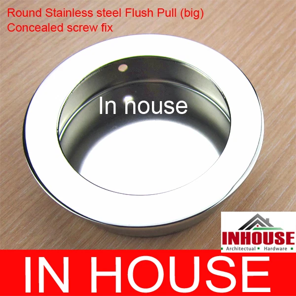 ROUND STAINLESS STEEL Flush pull Handle concealed screw fix-Chrome(65mm ...
