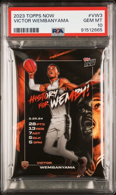2023-24 TOPPS NOW History per Wemby Victor Wembanyama Rookie VW3 PSA 10 ...