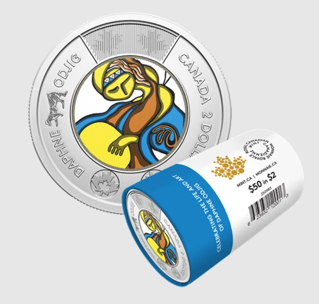 2025 CANADA TOONIE roll Daphne Odjig - 25 x $2 coloured coins in ...