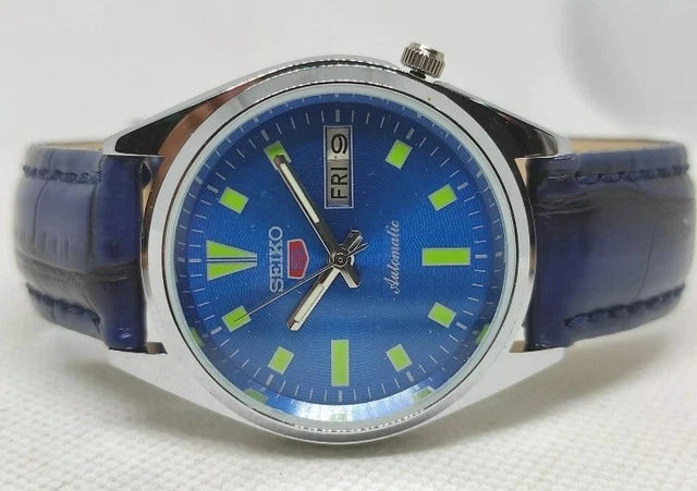 SEIKO 5 AUTOMATIC 17 Jewel Blue Color Dial Day&Date St.steel Strap ...
