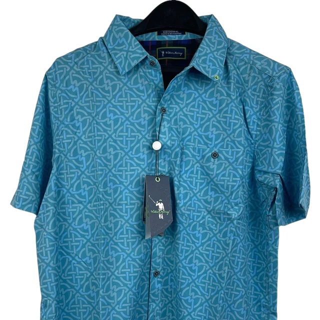 NEW WILLIAM MURRAY Golf Mens Medium KNOTTY BY NATURE Quick Dry Button Up Blue £40.34 - PicClick UK