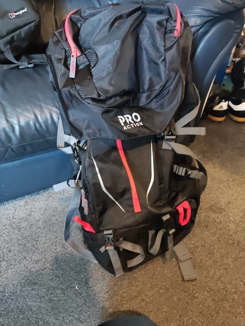 PRO ACTION SUMMIT 65L Backpack Black £15.00 - PicClick UK