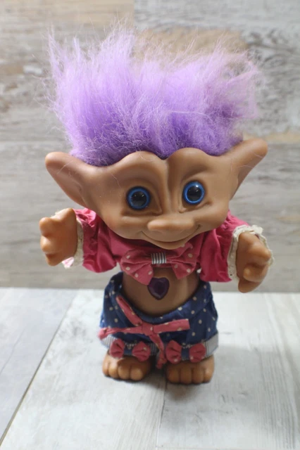VINTAGE ACE NOVELTY 7” Treasure Troll Gem Belly Purple Hair Pants Shirt ...