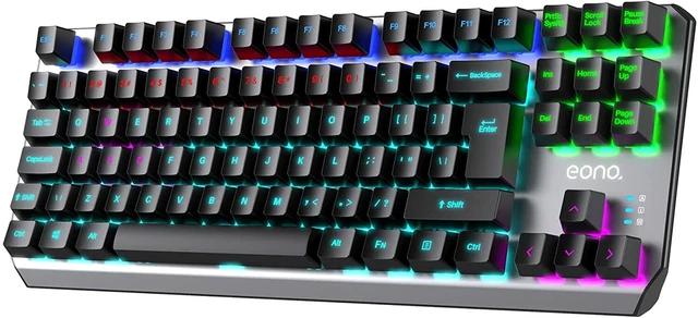 EONO WIRED GAMING Keyboard Blue Switch Mechanical Keyboard 87 Keys ...