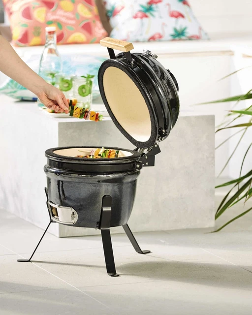 GARDENLINE MINI KAMADO BBQ - Outdoor Cooking Coal Grill Smoker Ceramic ...