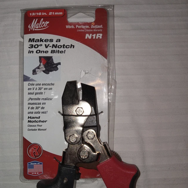 NEW MALCO HAND Notcher N1R Red Line 13/16" 21mm N1RLS HVAC Pipe Tool ...