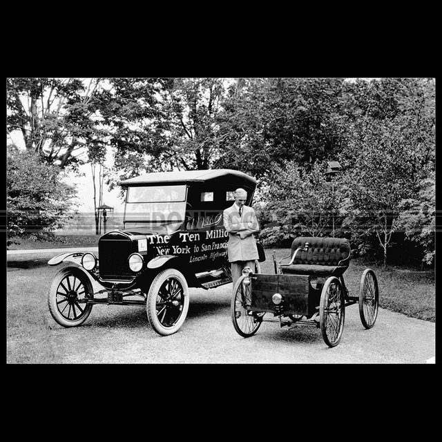 PHOTO A.000746 HENRY FORD MODEL T 'THE TEN MILLIONTH & THE FIRST' 1924 ...