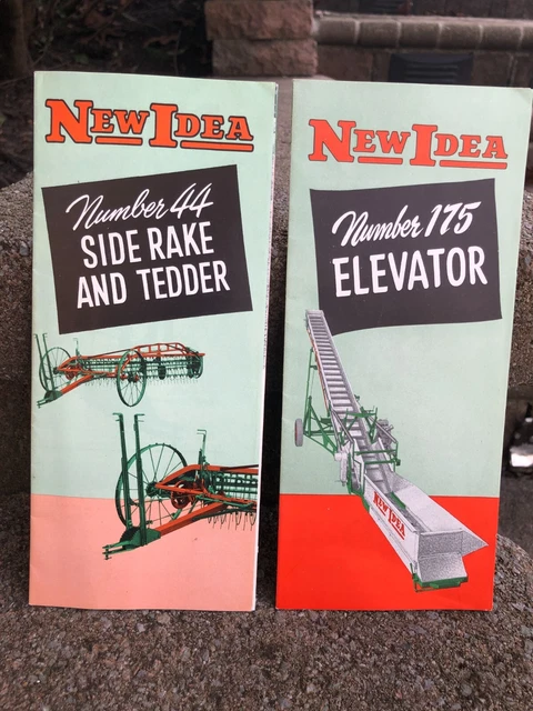 1954 NEW IDEA No. 44 Side Rake and Tedder & No. 175 Elevator Brochures ...