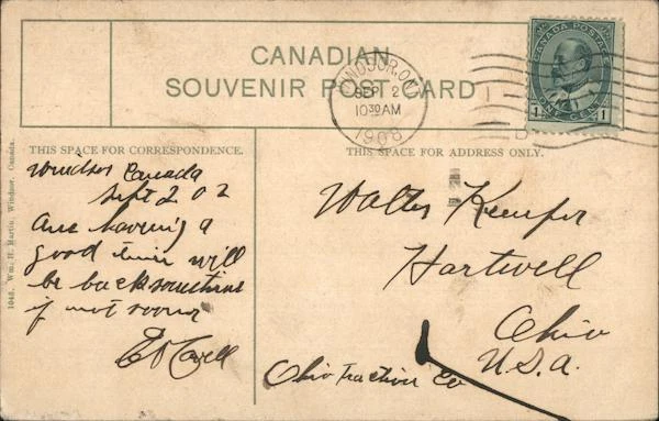 CANADA 1908 BIRD'S Eye View of Windsor,ON Ontario Wm. H. Martin ...