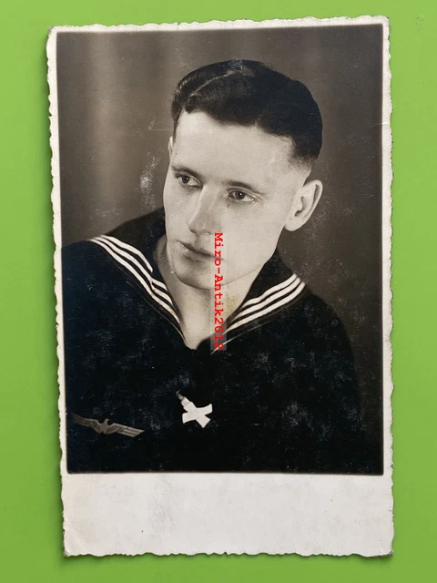FOTO, KRIEGSMARINE, HÜBSCHER Matrose im Portrait, Seitenscheitel (N ...