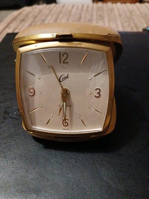 VINTAGE 2 JEWELS Wind Up Folding Travel Alarm Clock By Coral £8.00 ...