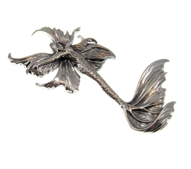 SOLID 925 STERLING Silver Amy Brown Sea Sprite Fairy Pendant Jewelry ...