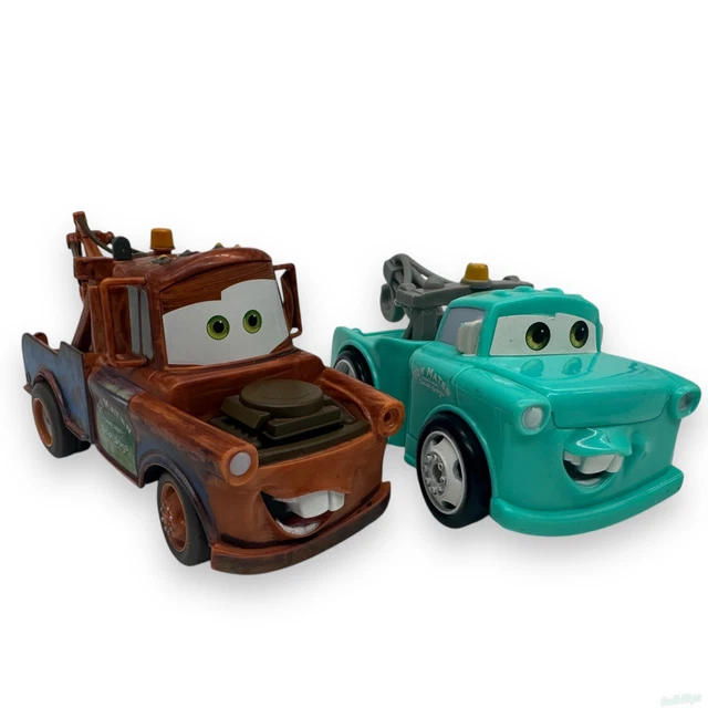 MATTEL DISNEY PIXAR Cars Tow Mater Shake N Go Blue 2005 & Brown 2010 ...