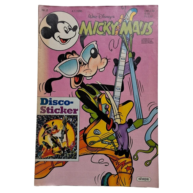 MICKY MAUS COMIC Nr. 2 Walt Disney Ehapa Goofy Rockstar Disco-Sticker ...