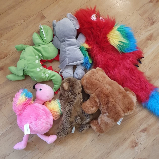 HAND PUPPET BUNDLE Soft Toy Plush Parrot Flamingo Bear Dragon aldi ikea etc £19.99 - PicClick UK