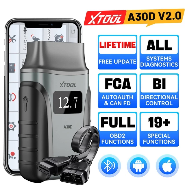 XTOOL A30D V2.0 OBD2-Scanner Bluetooth-Diagnosegerät für alle Systeme mit Kabel EUR 89,00 ...