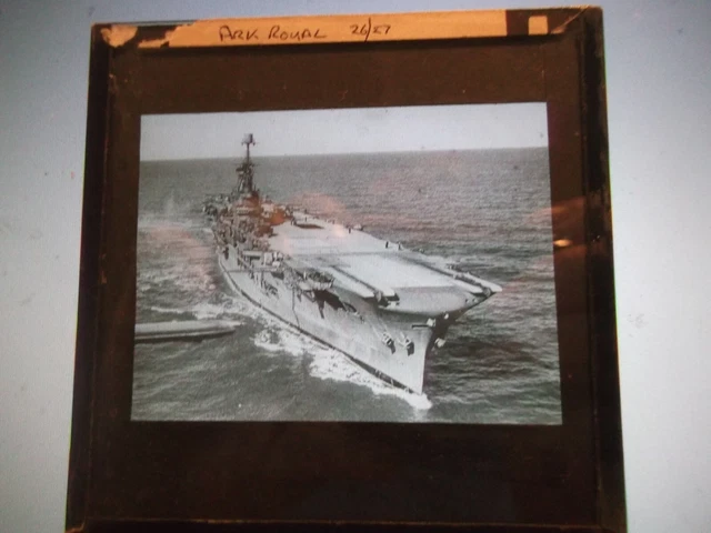 GLASS SLIDE ROYAL Navy WW2 HMS Ark Royal Aircraft Carrier +Swordfish ...