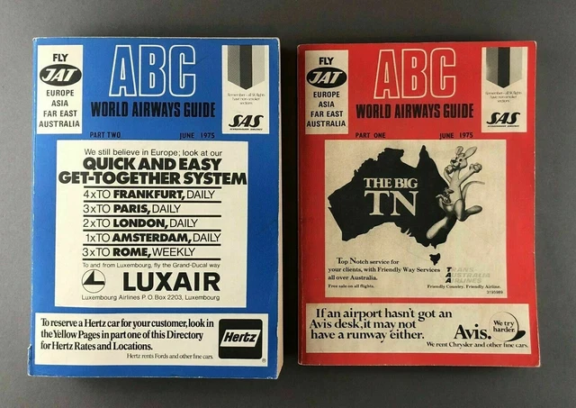 ABC WORLD AIRWAYS Guide June 1975 Airline Timetable Air Siam Uta Thy ...
