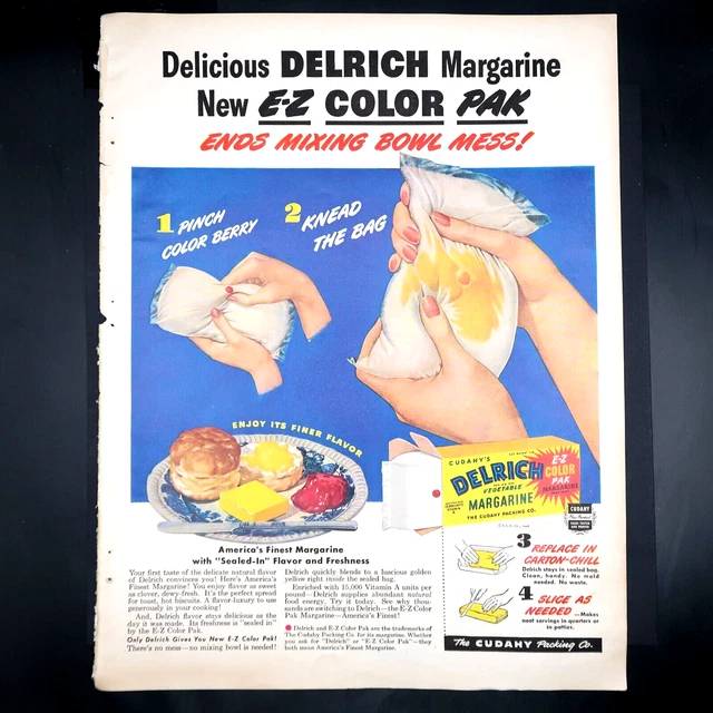 CUDAHYS DELRICH MARGARINE Advertisement 1940's Original Vintage ...