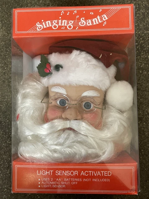 VINTAGE CHRISTMAS SINGING Santa Head 90s Light Sensor. New In Box £23. ...