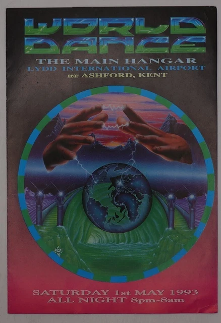RAVE FLYER-WORLD DANCE Lydd International Airport-1993-Size A5 fold out ...