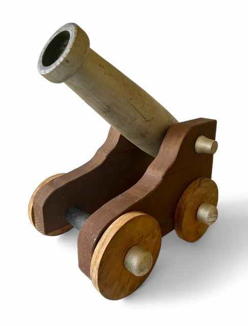 VINTAGE WOODEN CANNON toy scratch built handmade artillery gun 1950's ...