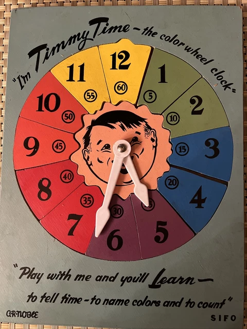 VINTAGE SIFO TOYS Timmy Time The Color Wheel Clock Wooden Puzzle 1950s ...