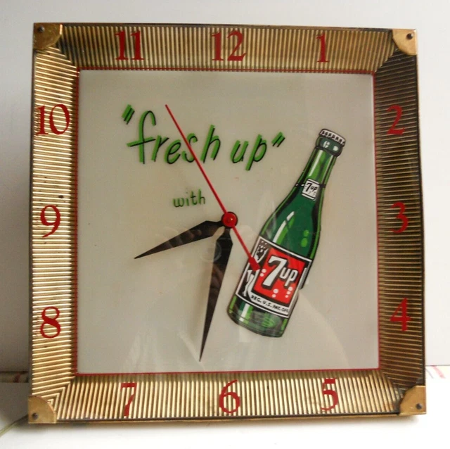 VINTAGE RARE WORKING 7 Up Electric Clock Metal & Glass $299.99 - PicClick