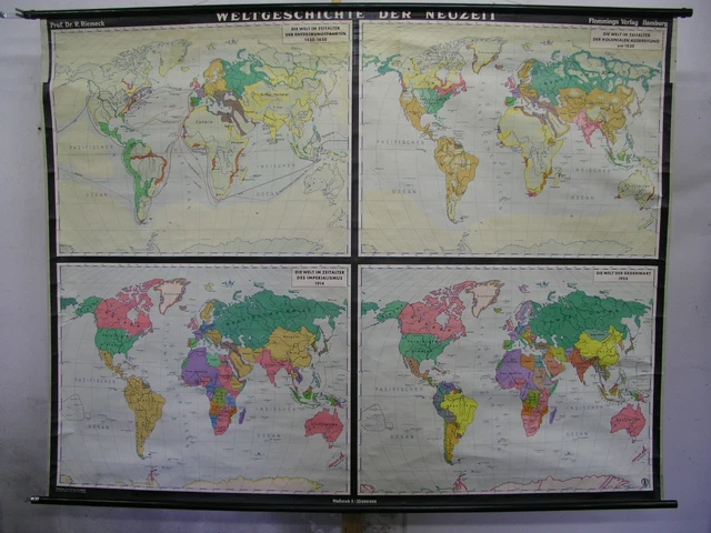 SCHOOL WALL MAP beautiful old world map world history 212x162 cm ...