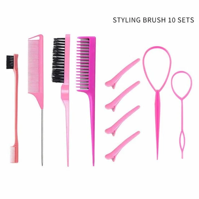 10PCS RAT TAIL Combs Hair Styling Comb Set Plastic Triple Teasing Comb ...