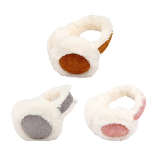 GIRL EAR MUFFS Fashionable Collapsible Plush Furry for Skiing Keep Warm ...