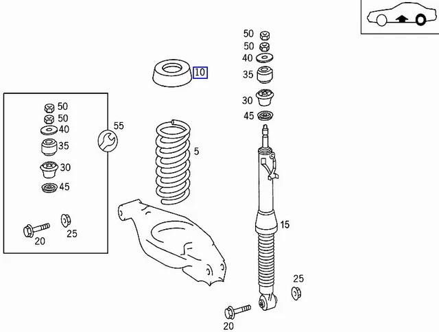 MERCEDES W124 R129 W201 W202 Rear Coil Spring Shim Pad A2013251144 New ...