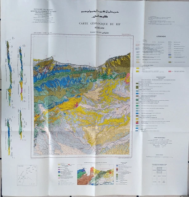 ANCIENNE CARTE GÉOLOGIQUE du Rif Kebdani Maroc - 1984 EUR 15,00 ...