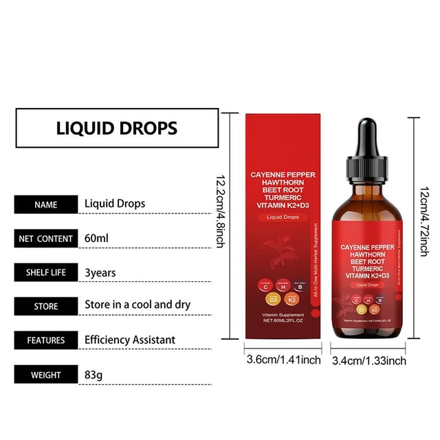PEPPER SUPPLEMENT LIQUID Drops + Hawthorn Berry, Vitamin D3 K2 Organic ...