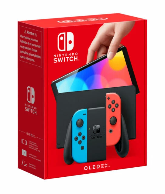 NINTENDO SWITCH OLED Model Handheld Console - 64GB - Black/Neon Red ...