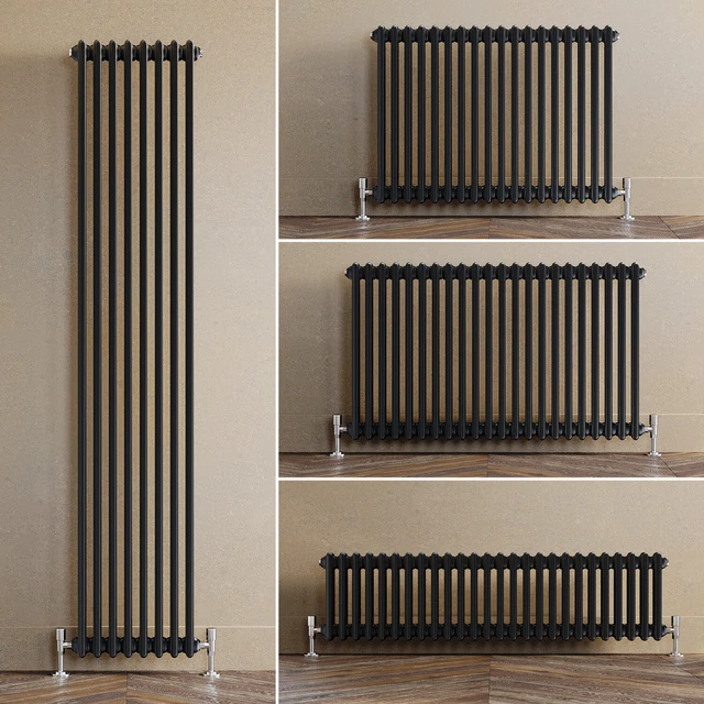 TRADITIONAL RADIATOR DOUBLE 2 Column Cast Iron Victorian Vintage Black ...