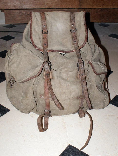 SAC BERGAM ARMEE Francaise Genuine French Army Rucksack Leather ...