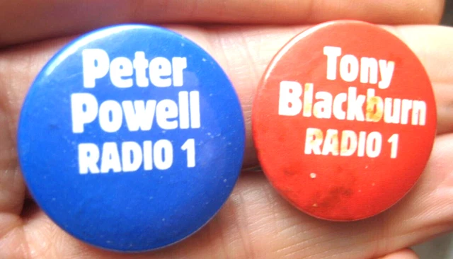 BBC RADIO 1 vintage 1970s PETER POWELL TONY BLACKBURN promotional pin ...