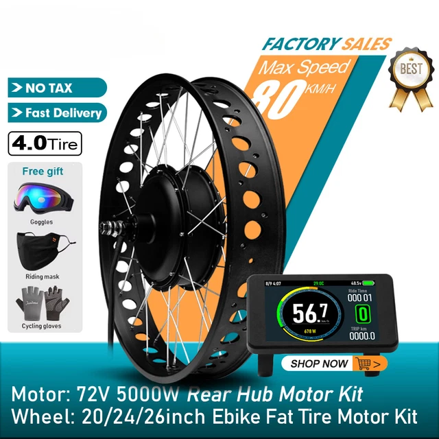 72V 5000W BRUSHLESS Rear Rotate Hub Motor Wheel Drive for E-bike ...