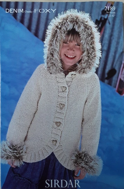 ORIGINAL SIRDAR DENIM Chunky/ Foxy Childs Jacket 22-32" Knitting ...