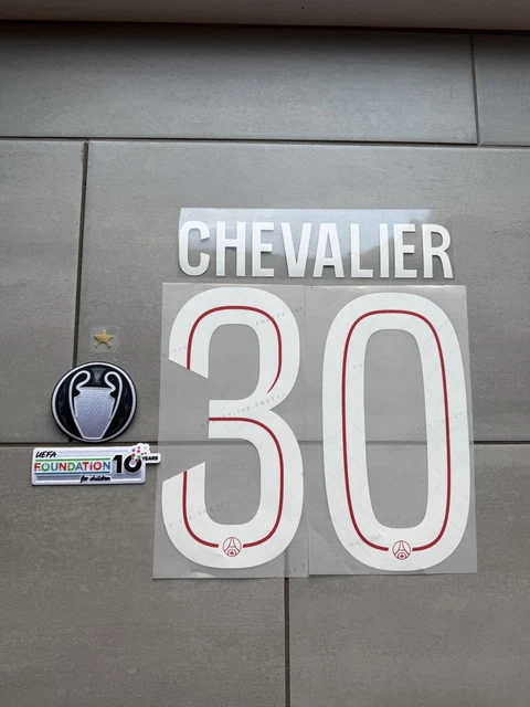 KIT FLOCAGE CHEVALIER #30 PSG Gardien 25-26 Champion's League + Patch ...