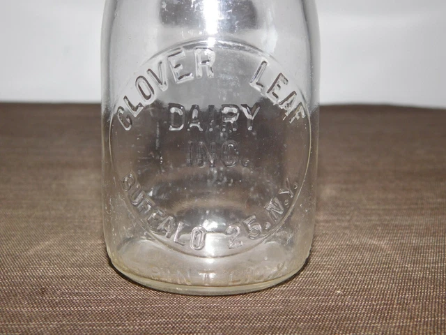 VINTAGE HALF PINT Milk Bottle Clover Leaf Dairy Buffalo Ny $111.04 ...