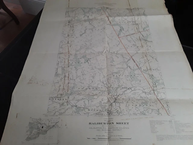 VINTAGE HALIBURTON AREA Topographic Wall Map Hastings County Hiking ...