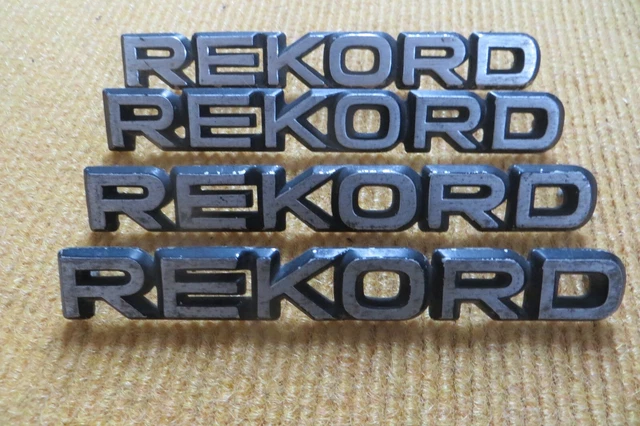 4 X OPEL REKORD Emblem Metall Oldtimer Logo Schriftzug Chrom 14,2 cm ...