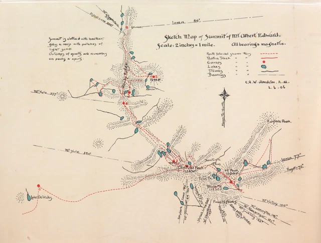 RARE 1906 COLONIAL British New Guinea Large Map. The Summit of Mt ...