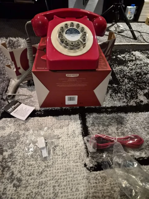 HOME TELEPHONE RETRO Style, Bright Red, Rotary Dial £27.22 - PicClick UK