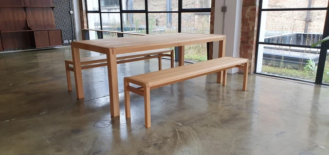 LARGE 8-10 SEATER Habitat Radius Solid Oak Dining Table + Two Benches ...